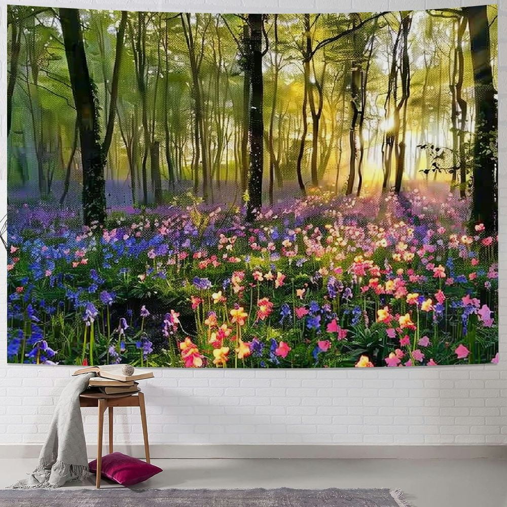 Feiri Forest Sunshine Tapestry Wall Hanging Spring Purple Lavender ...