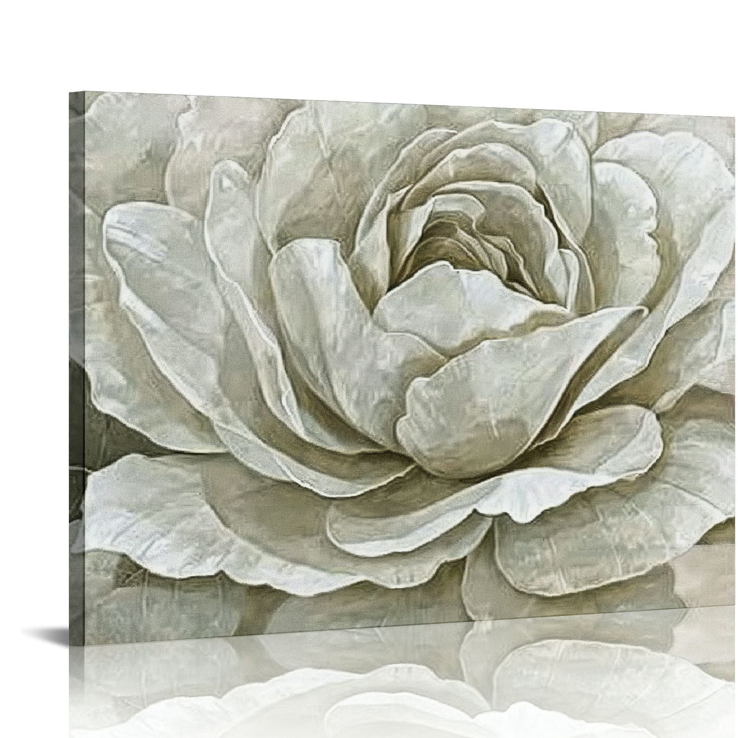 Feiri Framed White Flower Wall Art Blooming Floral Canvas Wall Decor ...