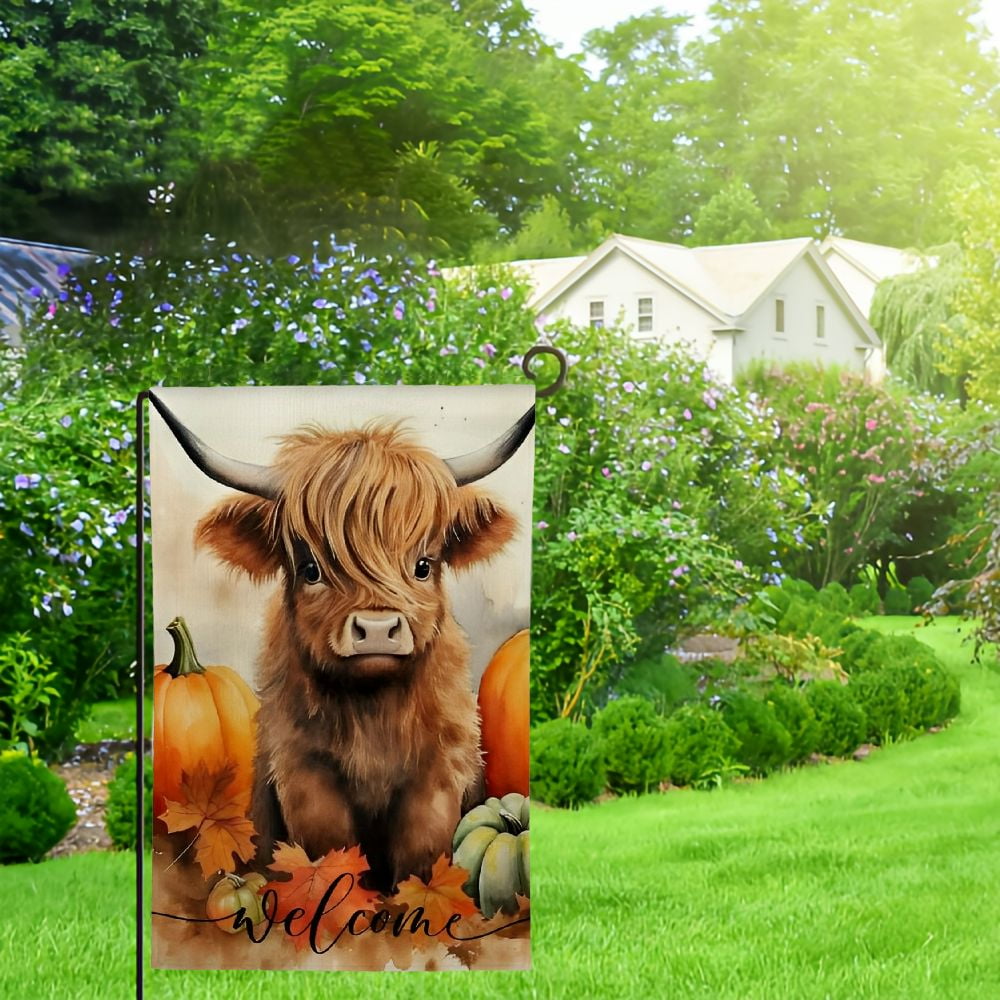 Feiri Fun Fall Highland Cow Garden Flags Double Sided for Outside ...