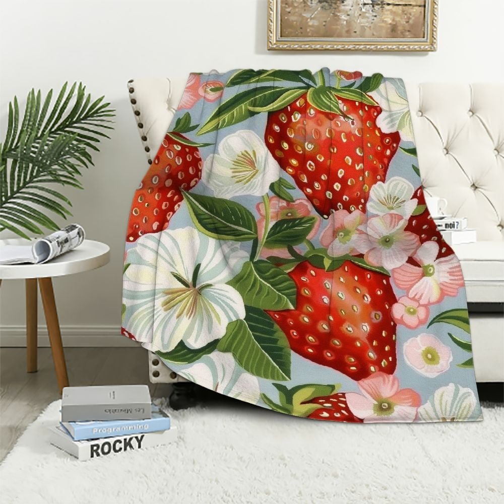Feiri Funny Bed Blankets, Strawberry Cartoon Fruit Pattern Blanket ...