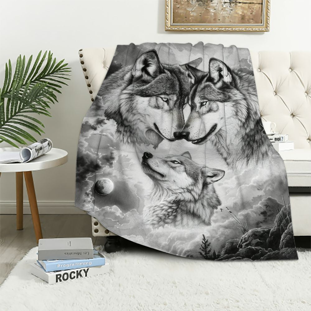 Feiri Gray Wolf Comfort Warmth Soft Cozy Air Conditioning Machine Wash ...