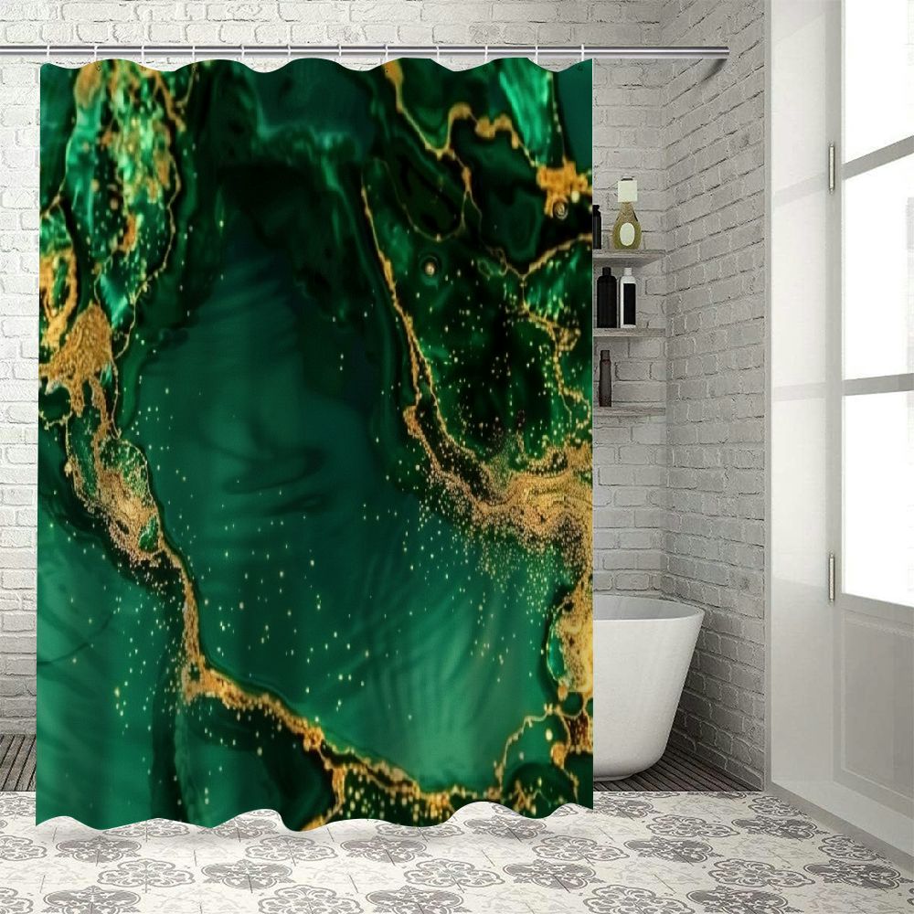 Feiri Green Abstract Modern Emerald Green Gold Fluid Ink Art Marble ...