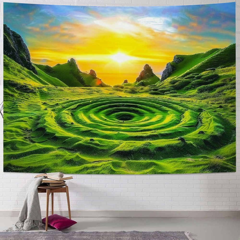 Feiri Green Nature Sunset Tapestry Rainforest Nature Landscape Tapestry ...