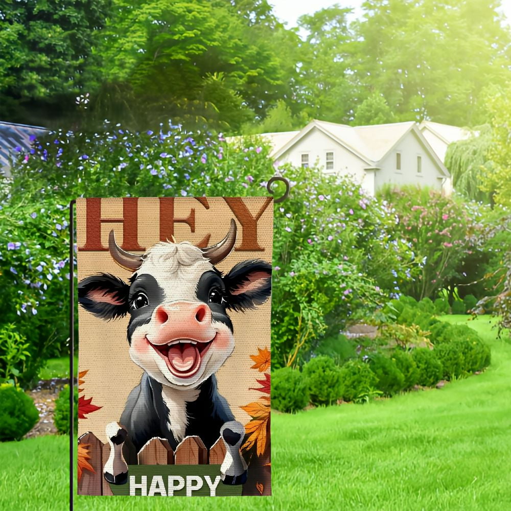 Feiri Happy Cow Fall Garden Flag Double Sided Hey Country Farmhouse ...