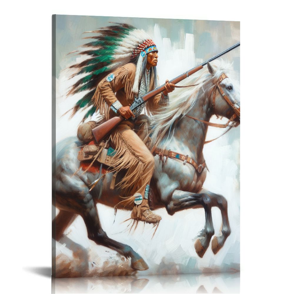 Feiri Horseback Hunting Wild West Native American Indian Poster ...