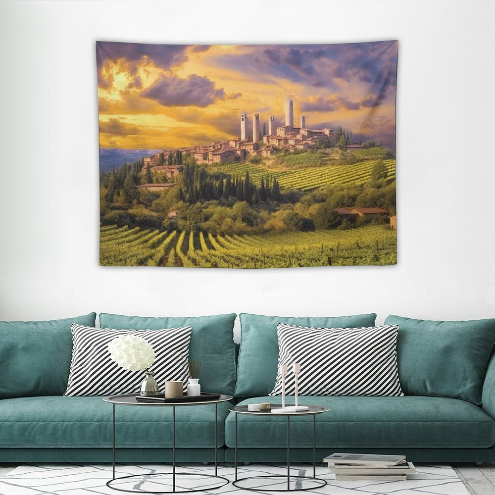 Feiri Italy Tapestry, Vineyards of San Gimignano Tuscany Historic ...