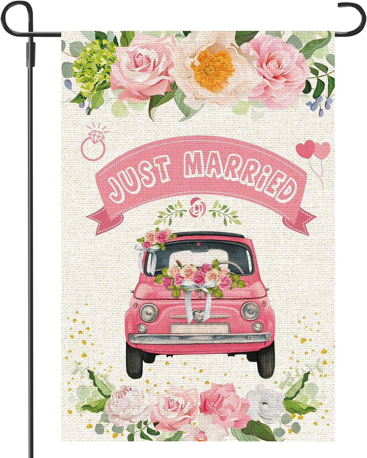 Feiri Just Married Garden Flag Decor 12x18 Inch Double Sided for ...