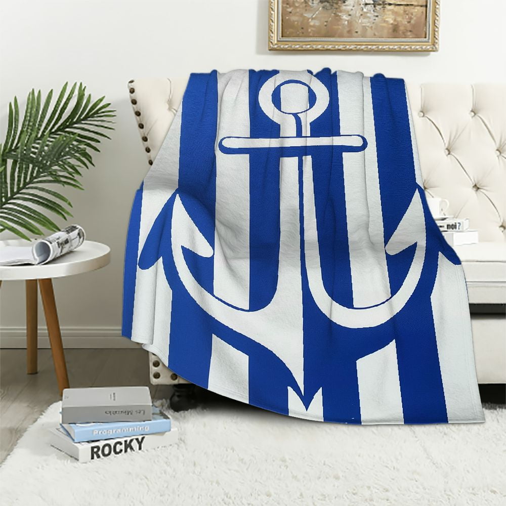 Feiri Laura Kulpa Navy Anchor Woven Throw Blanket White - Walmart.com
