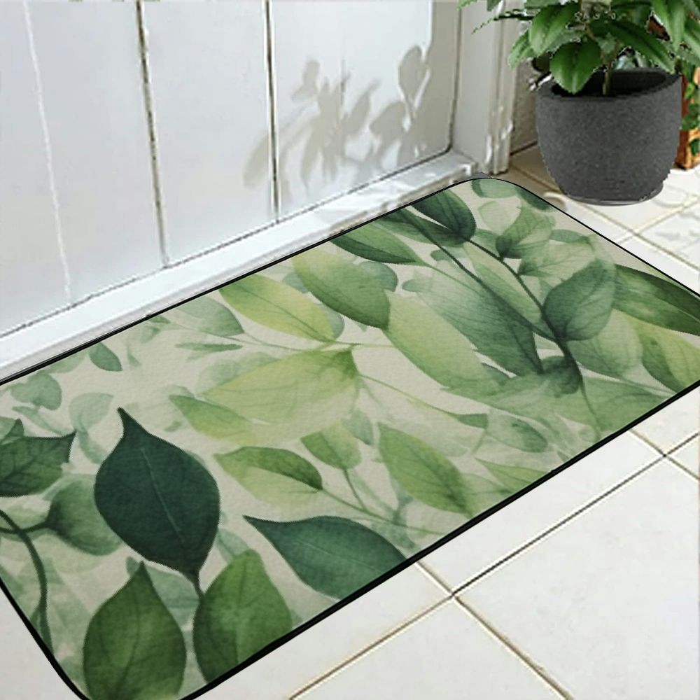 Feiri Leaves Outside Entry Square Floor Mat Patio Burlap Felt for Home ...