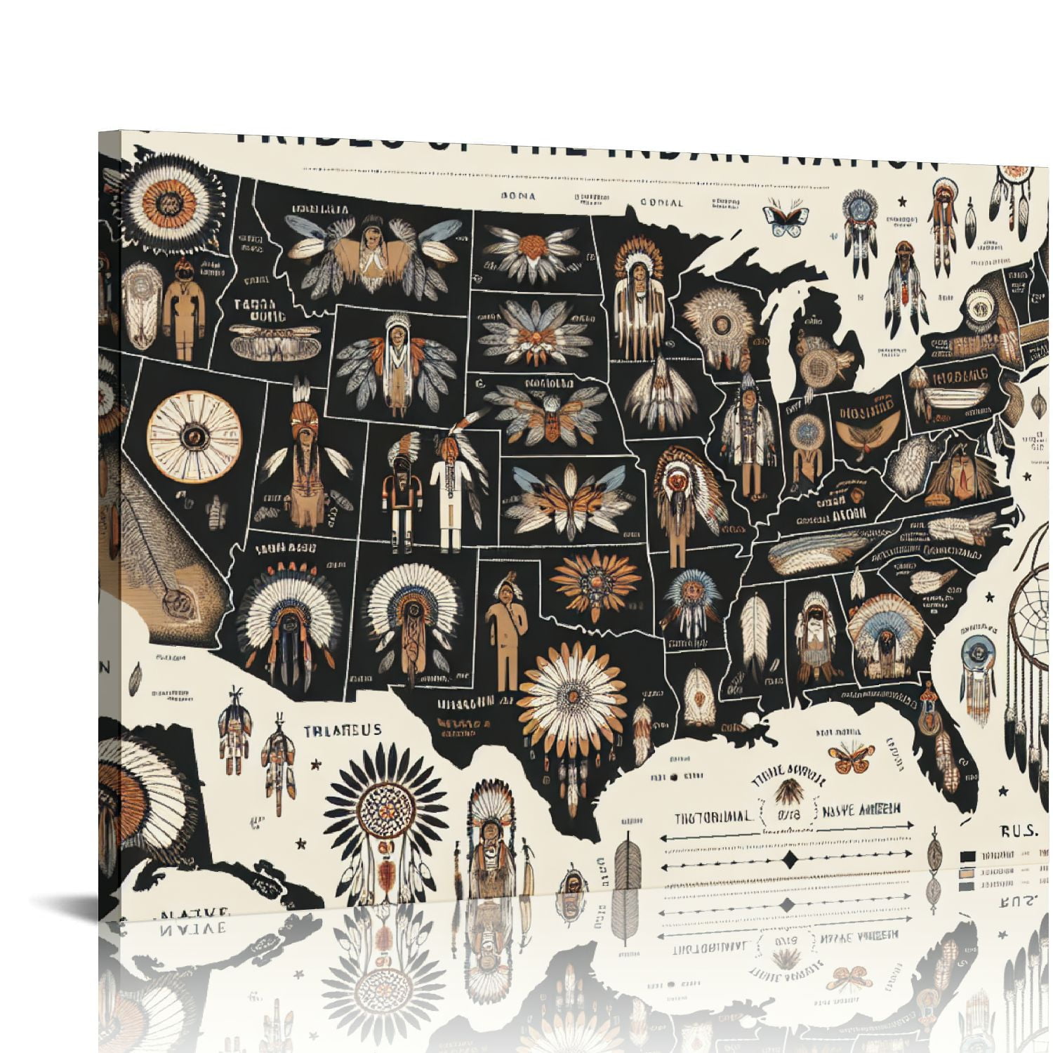 Feiri Map Of American Native Tribe Nations Wall Art US Map Of Indian ...