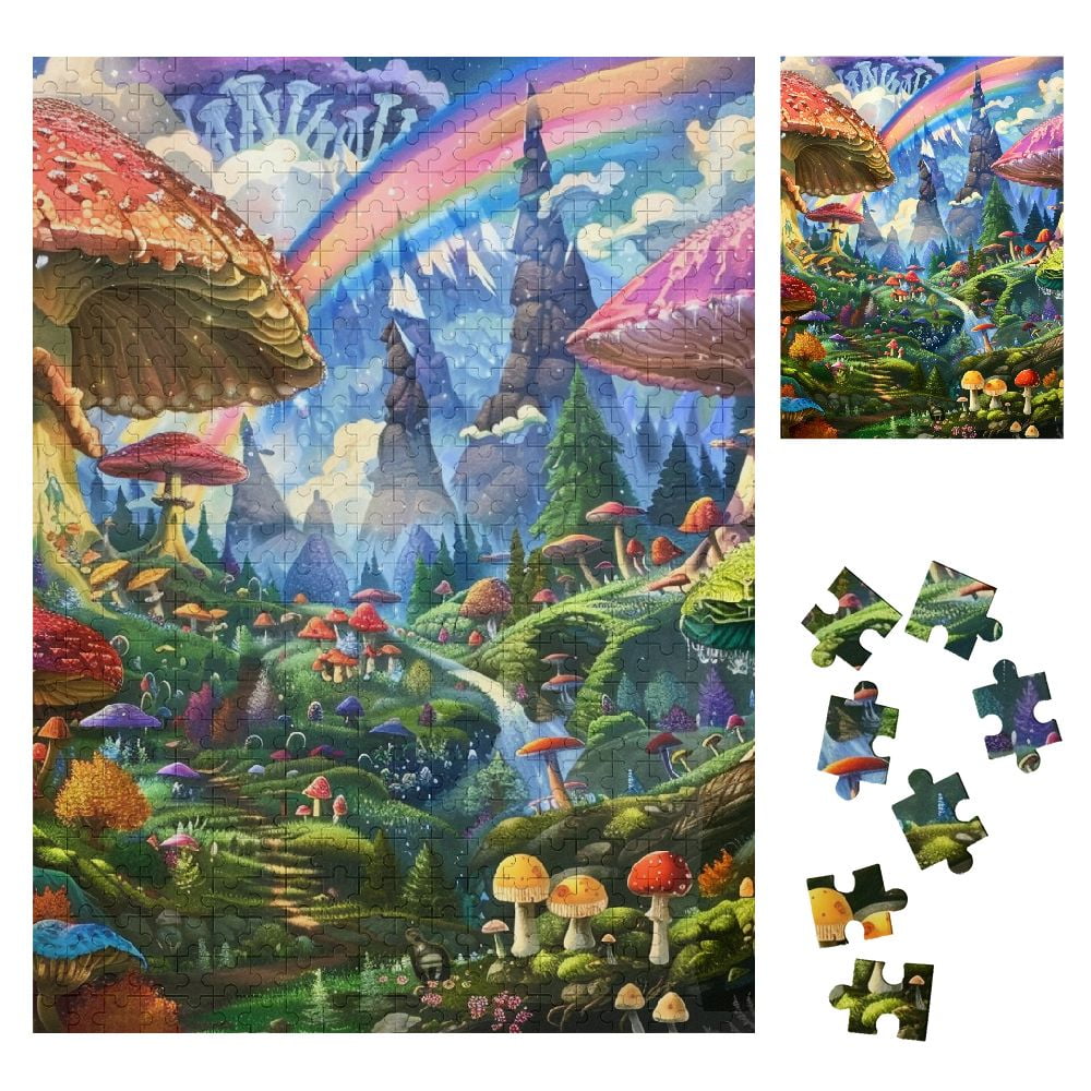 Feiri Mushrooms Trees Fantasy Landscape Wooden Jigsaw Puzzle Vertical ...