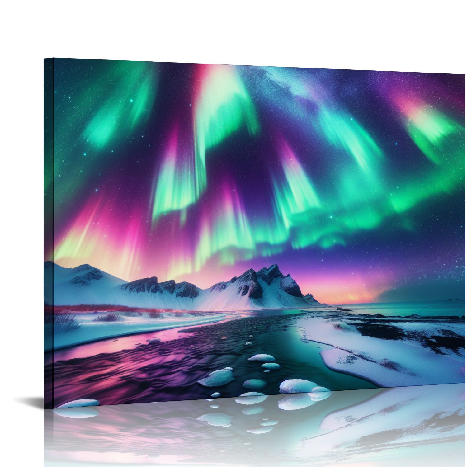 Feiri Northern Lights Bathroom Decor Canvas Wall Art Painting,Purple ...