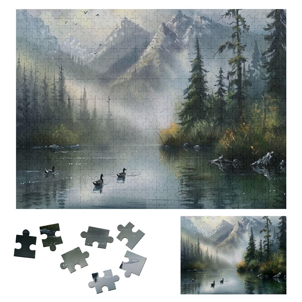Feiri Panoramic Lake Forest Foggy Pine Trees Landscape Wooden Jigsaw ...