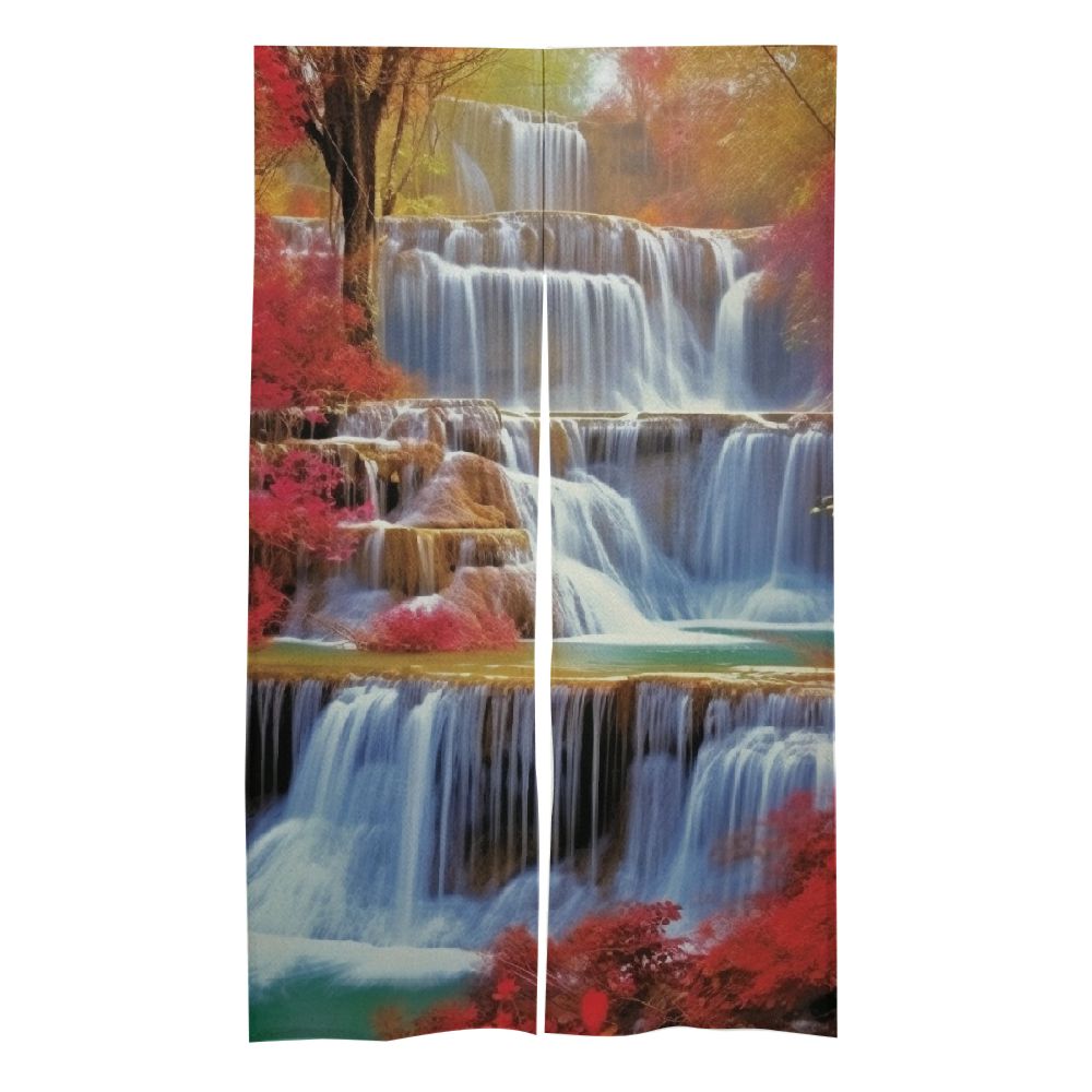 Feiri Patterned Door Curtain White Linen Fabric 57 x 17 Inches Easy to ...