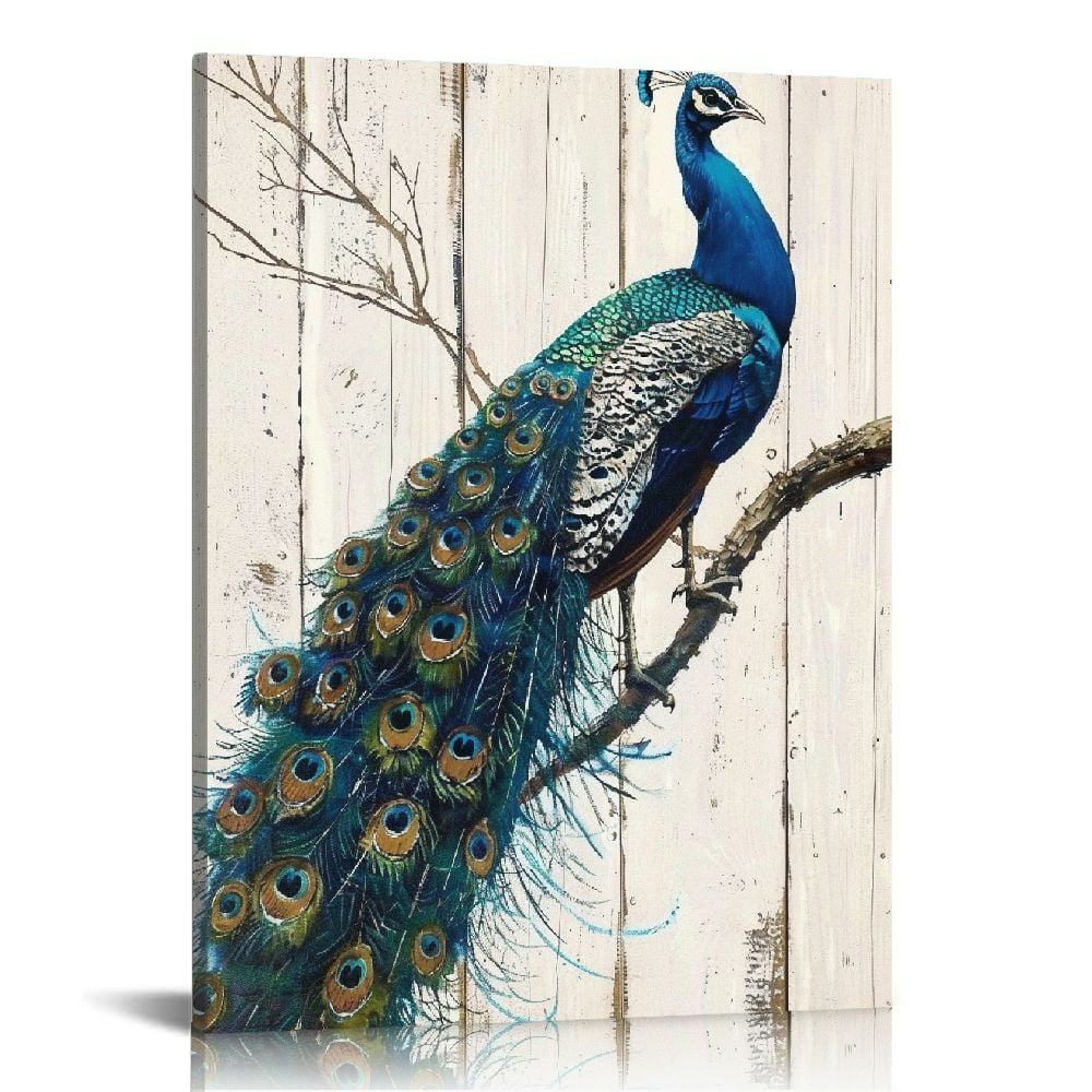 Feiri Peacock Wall Decor - Vintage Farmhouse Art - Rustic Boho ...