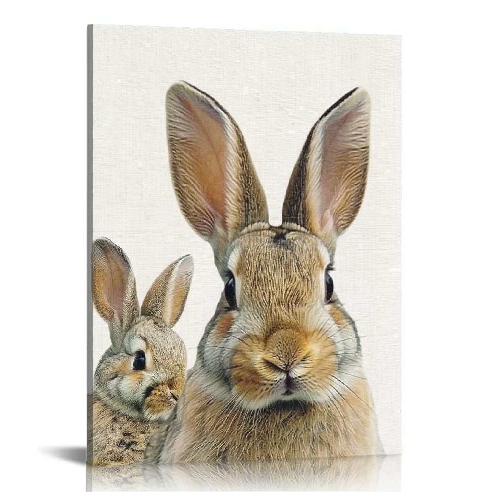 Feiri Rabbit Canvas Wall Art Cute Animal Artwork Nursery Bunny Picture ...
