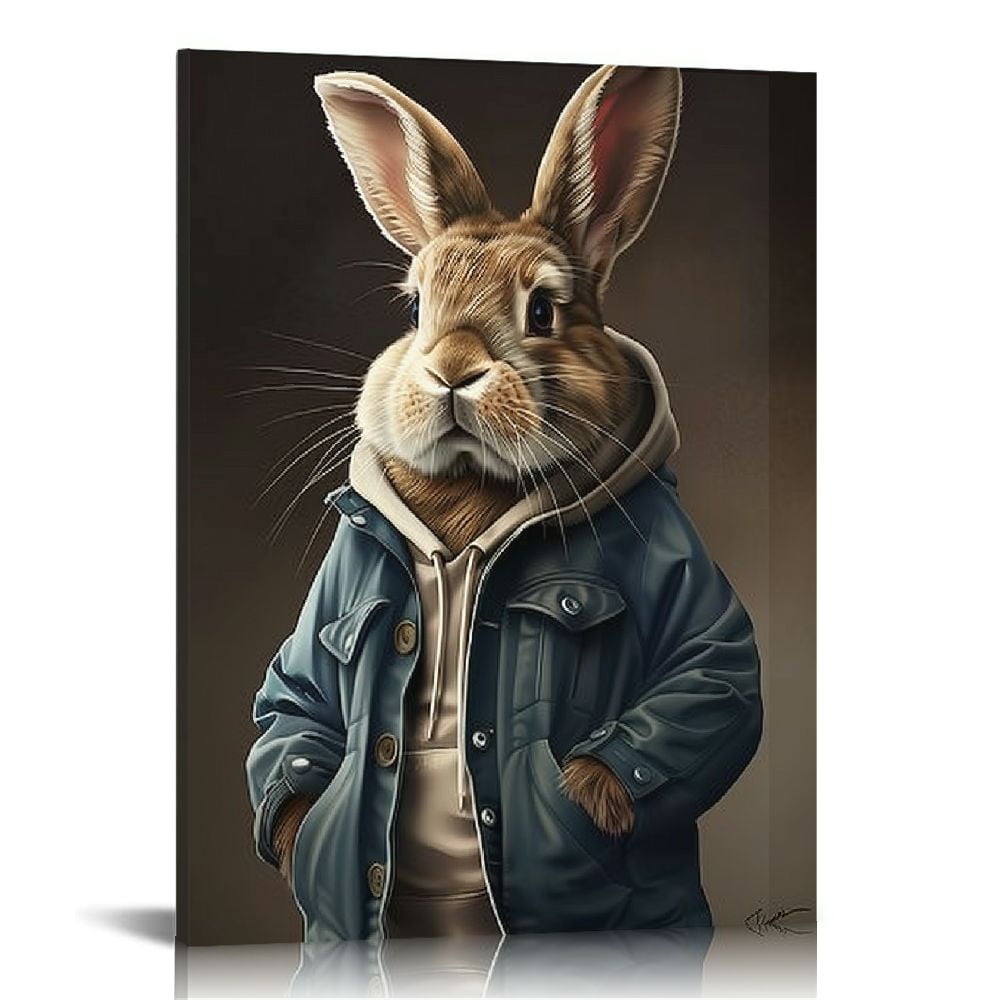 Feiri Rabbit With Jacket Canvas Wall Art - Animal Pictures for ...