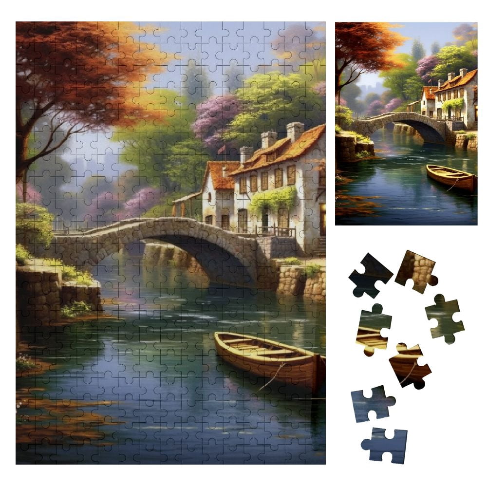 Feiri River Bridge Boat Wooden Jigsaw Puzzle Vertical Puzzle for Adults ...