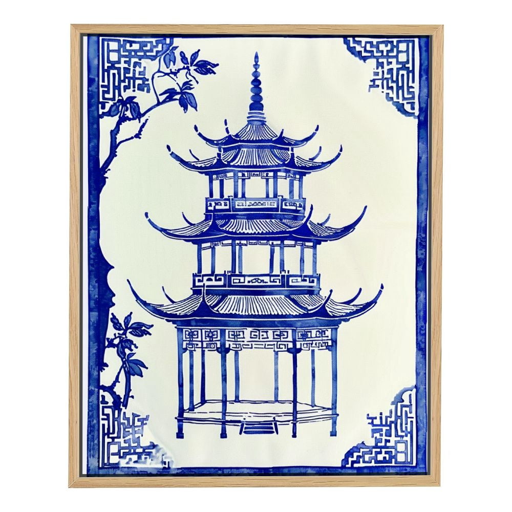 Feiri Rustic Blue and White Chinoiserie Blue Watercolor Chinese ...