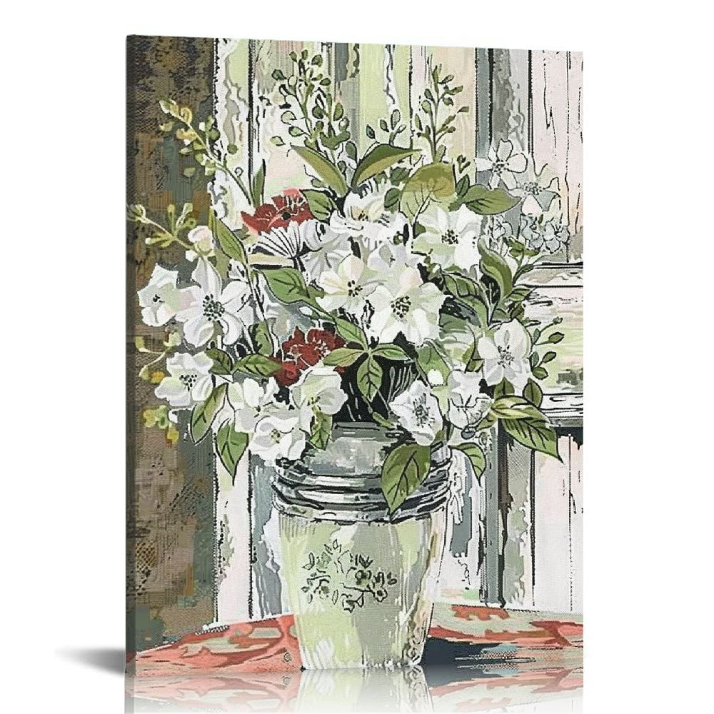 Feiri Rustic Floral Wall Art Country Bathroom Wall Decor Farmhouse ...