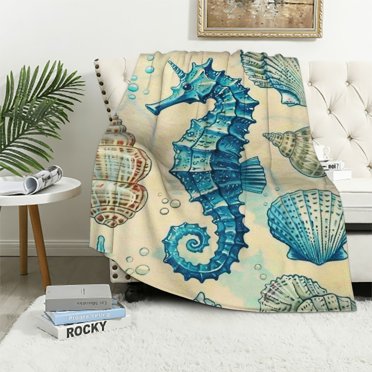 Serafina Home Decorative Ocean Life Coastal Throw Blanket: Soft Plush ...