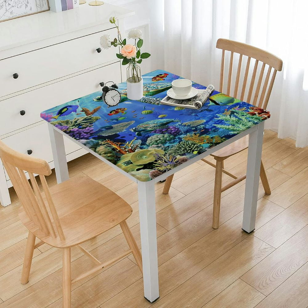 Feiri Sea Turtle Coral Reef Fish Square Tablecloth for Picnic Dining ...