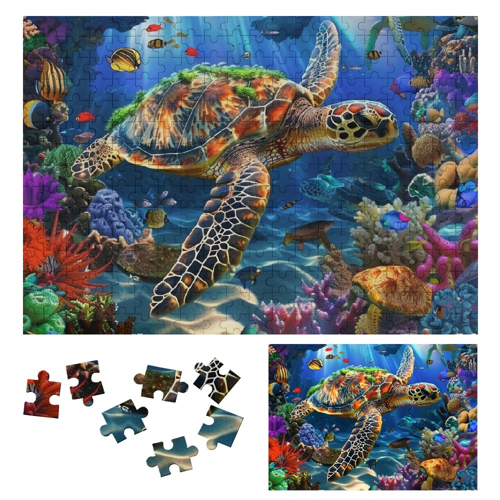 Feiri Sea Turtle Coral Reef Sunbeam Wooden Jigsaw Puzzle Impossible ...
