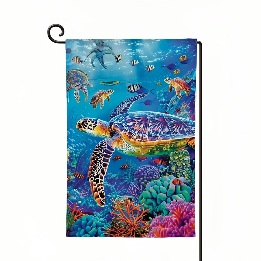 Feiri Sea Turtle Corals Garden Flag 12x18 in Linen Farmhouse Holiday ...