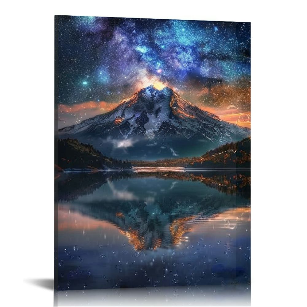 Feiri Starry Sky and Mountain Wall Art Decor Painting Pictures Print On ...