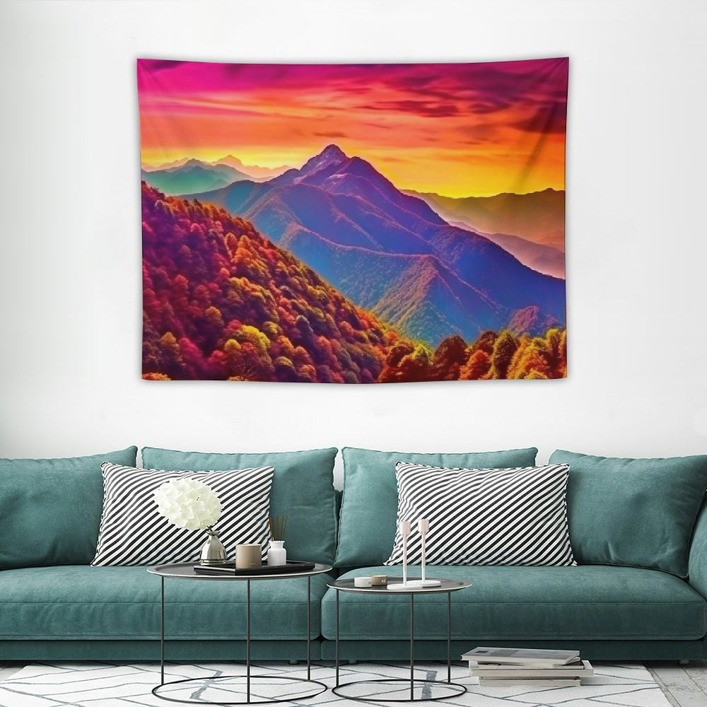 Feiri Sunset Mountain Tapestry Forest Tree Nature Landscape Tapestry ...
