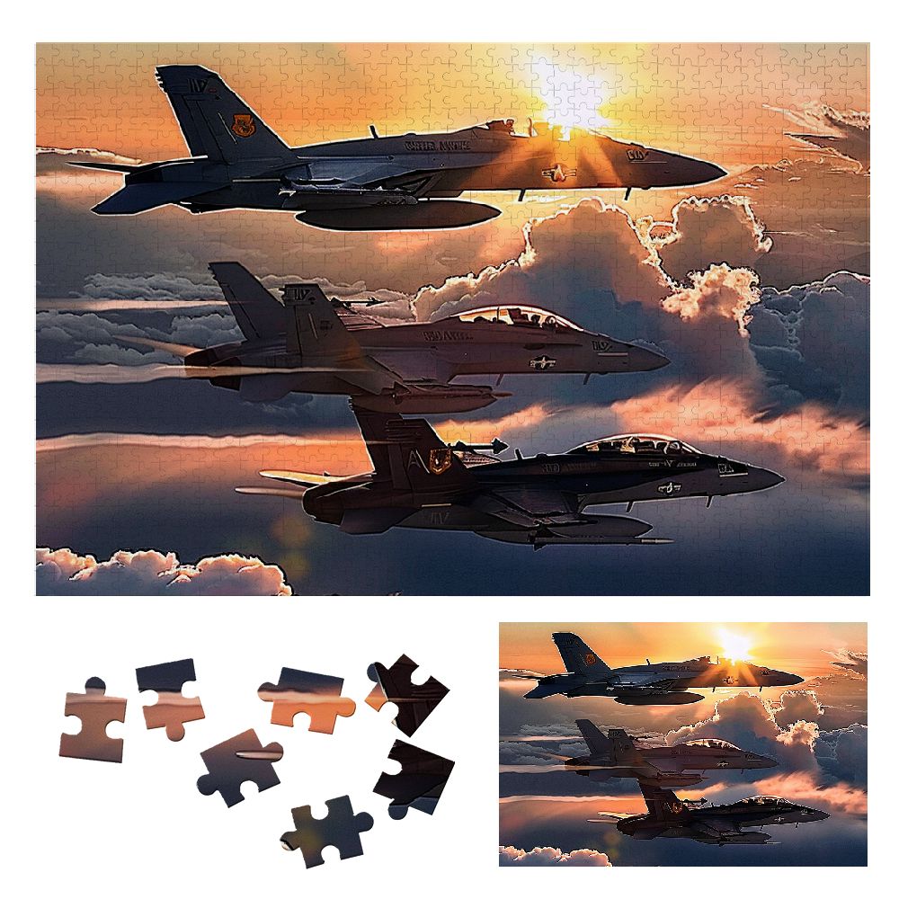 Feiri Sunset Sky with Fighter Jets Wooden Puzzle Toy 1000 PCS - Walmart.com