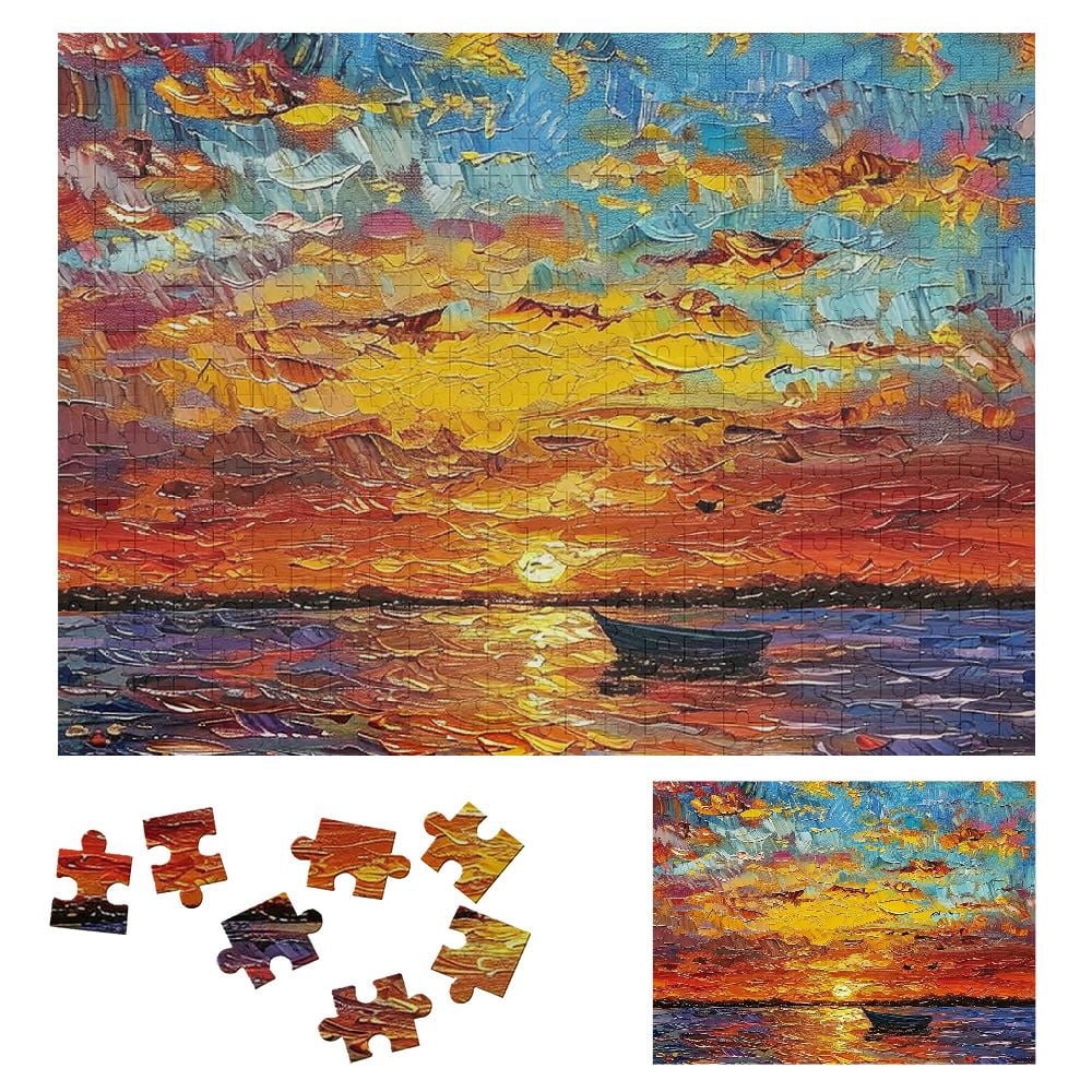 Feiri Sunset Water Boat Wooden Puzzle for Adults and Kids 500 PCS ...