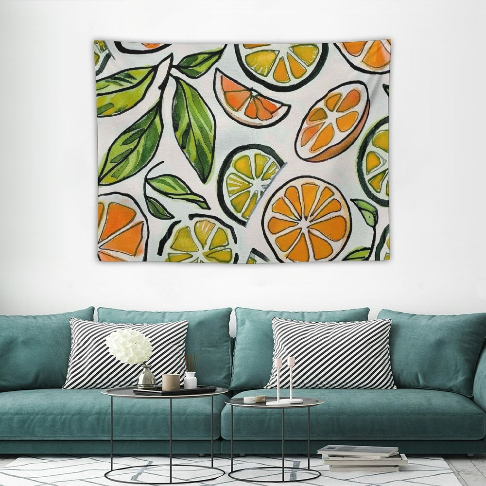 Feiri Tapestry Colorful Alot Citrus Lemon Orange Round Lime Fruit ...