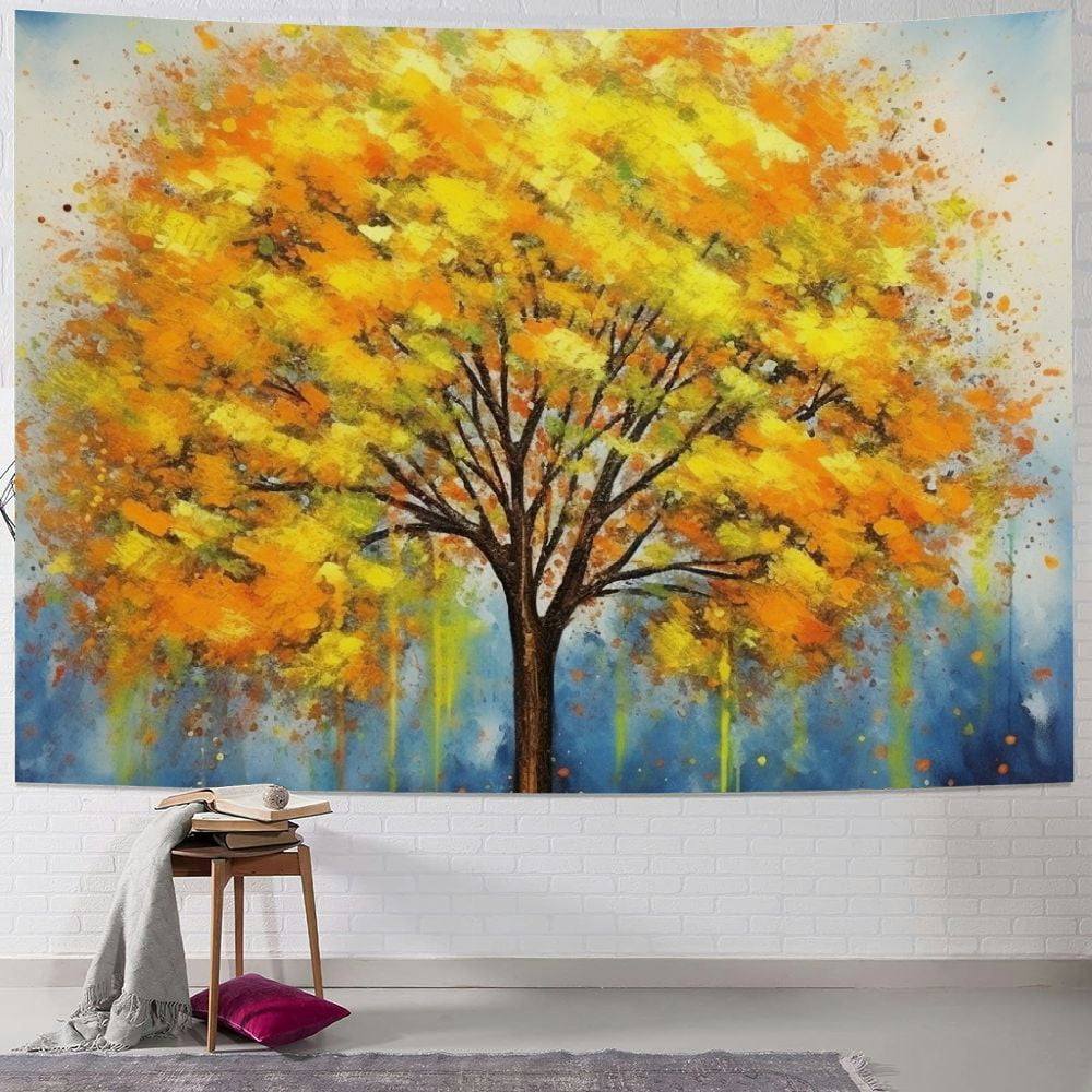 Feiri Tree of Life Golden Decorations for Dorm Tapestry Painting ...