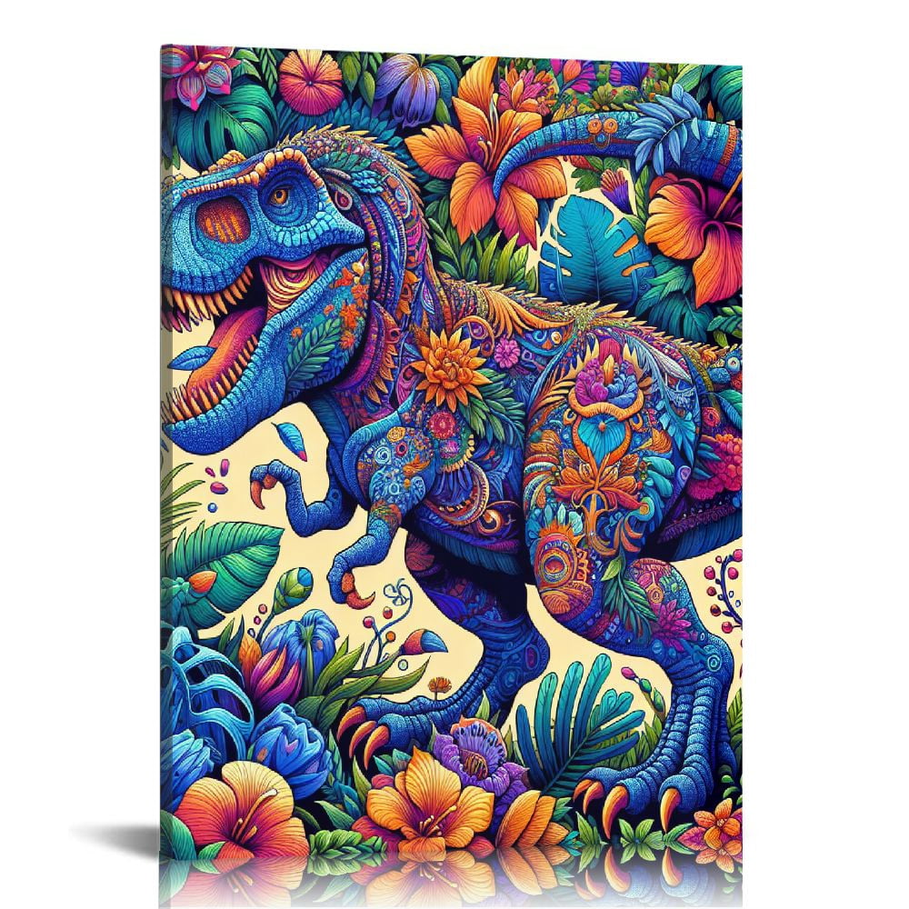 Feiri Tyrannosaurus Rex Ornamental Boho Art Design Canvas Wall Art ...