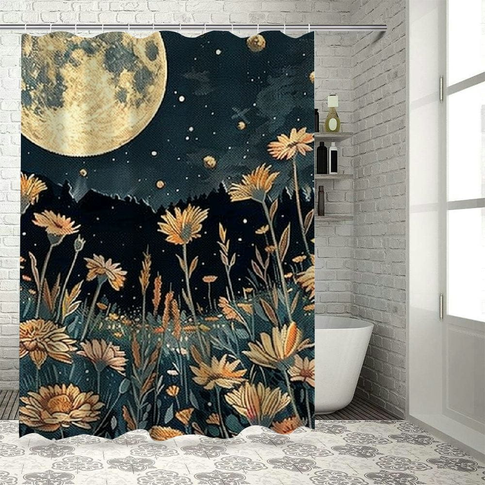 Feiri Vintage Moon Flowers Retro Mystical Celestial Moon Rustic Yellow ...