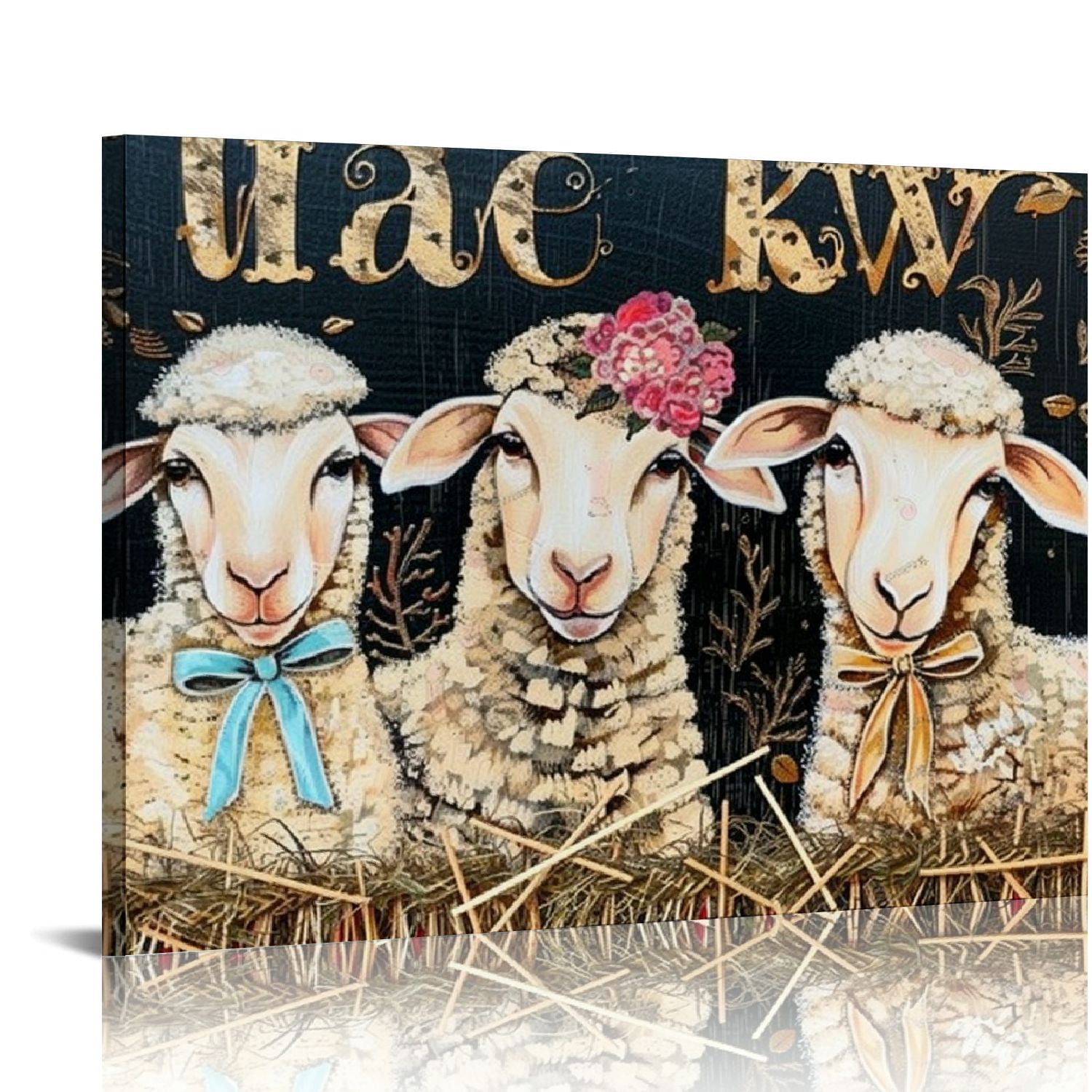 Feiri Vintage Sheep Gifts Farm Animals Sheep Decor Canvas Wall Art Wall ...