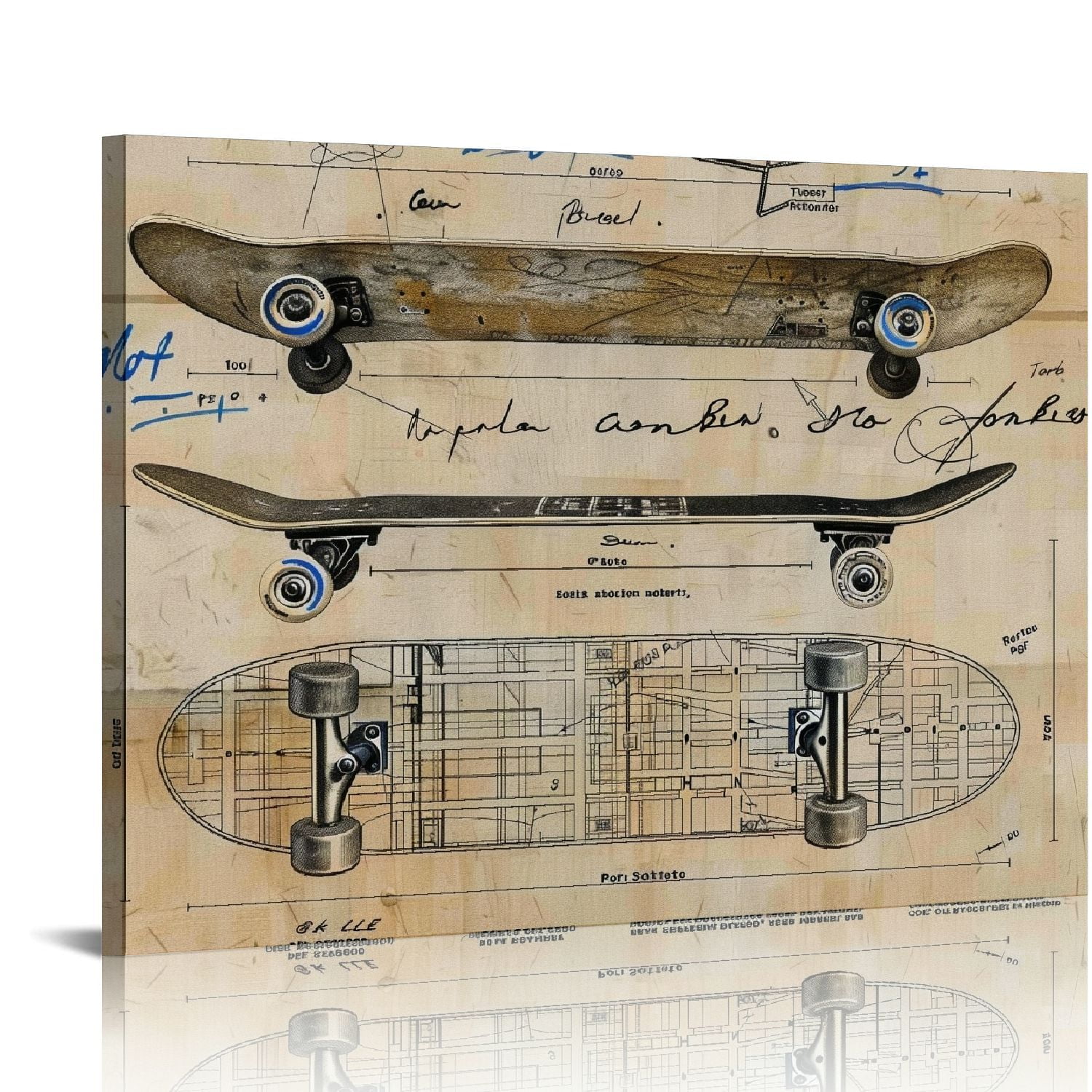 Feiri Vintage Skateboard Patent Prints,Wall Art Decor Gifts for Home Office Garage Shop Man Cave ...