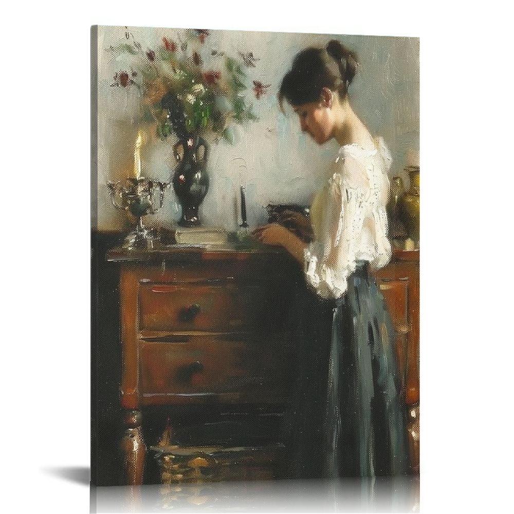 Feiri Vintage Wall Art Decor Women Backing Portrait Wall Painting ...