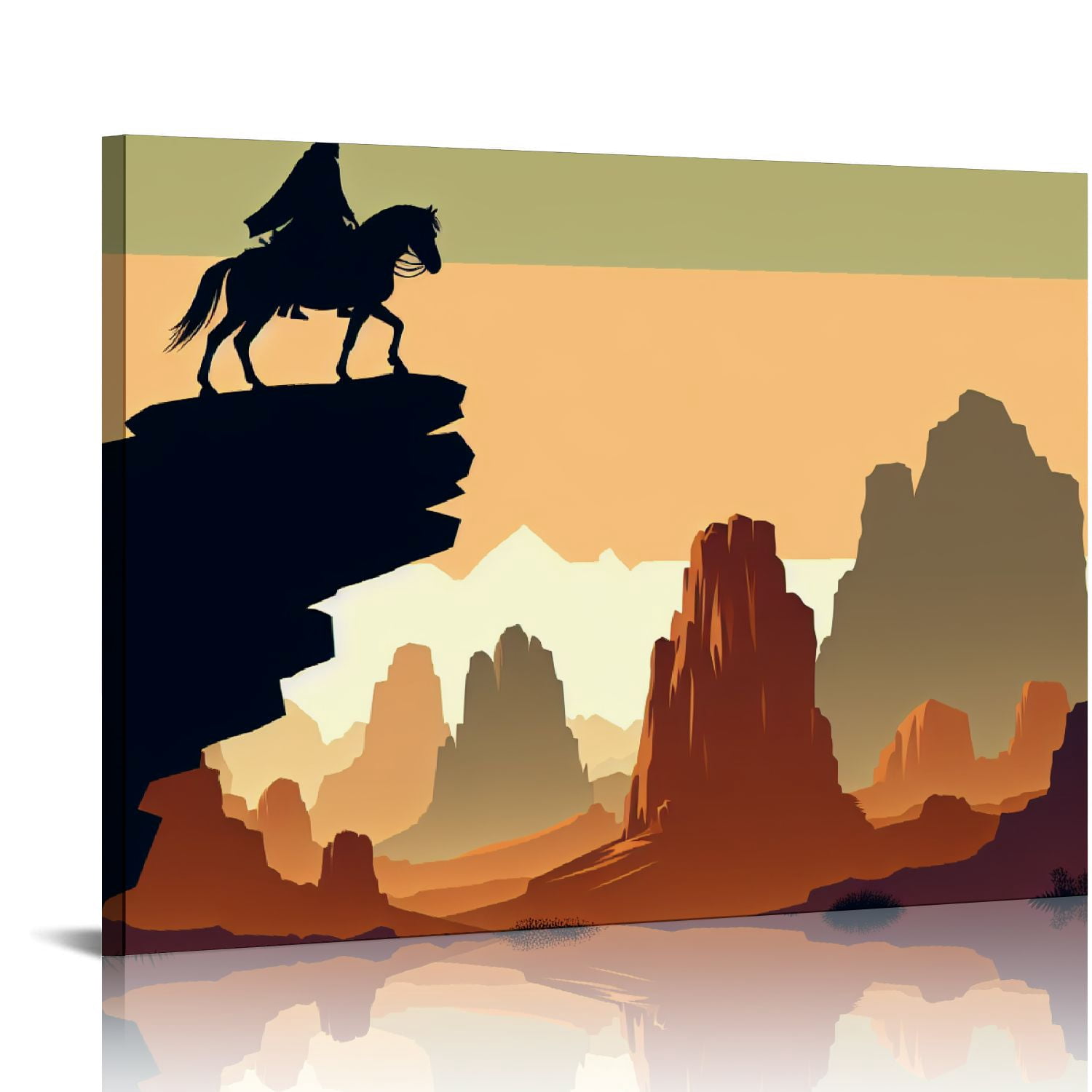 Feiri Western Cowboy Native American Mountain Landscape Poster Canvas ...