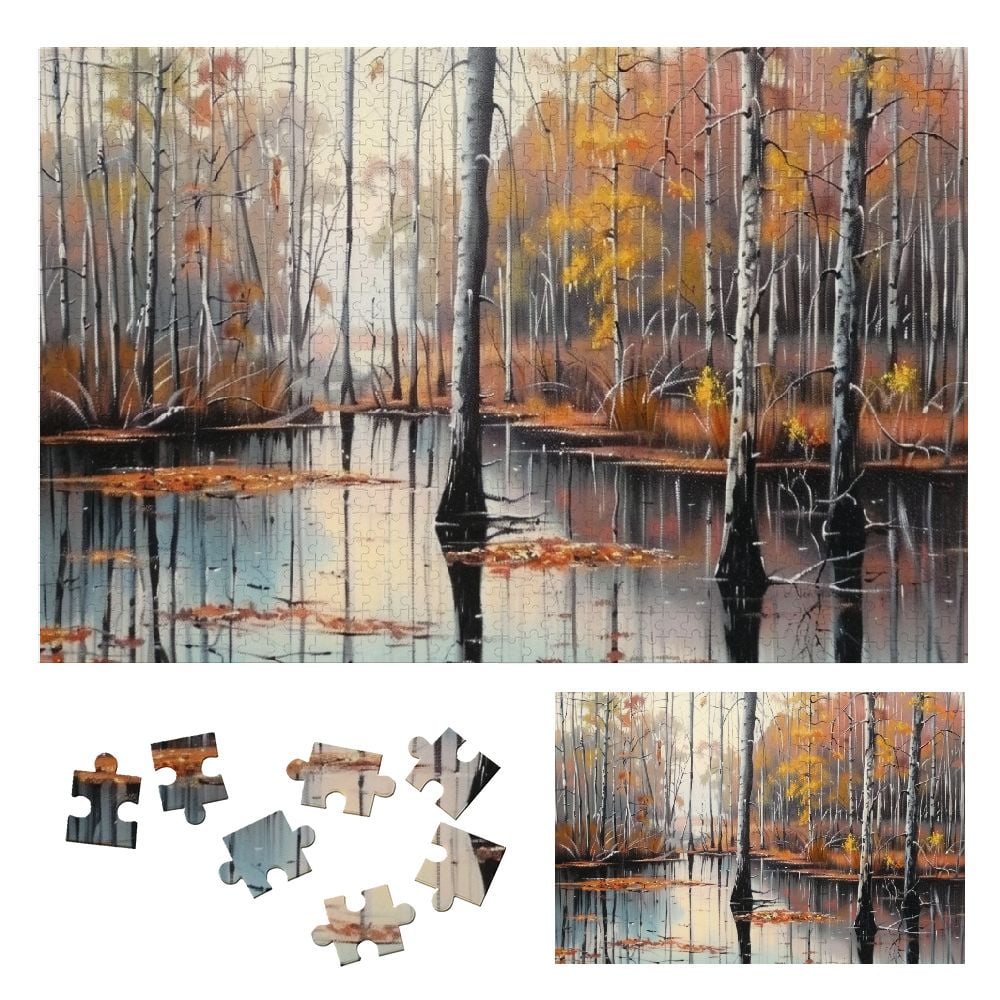 Feiri White Birch Tree Forest and Lake Landscape Nature Fall Abstract ...