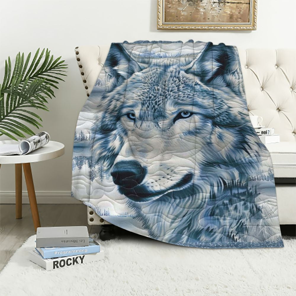 Feiri Wolf Blanket Wolf Decor Throw Blankets Cozy Flannel Blanket Plush ...