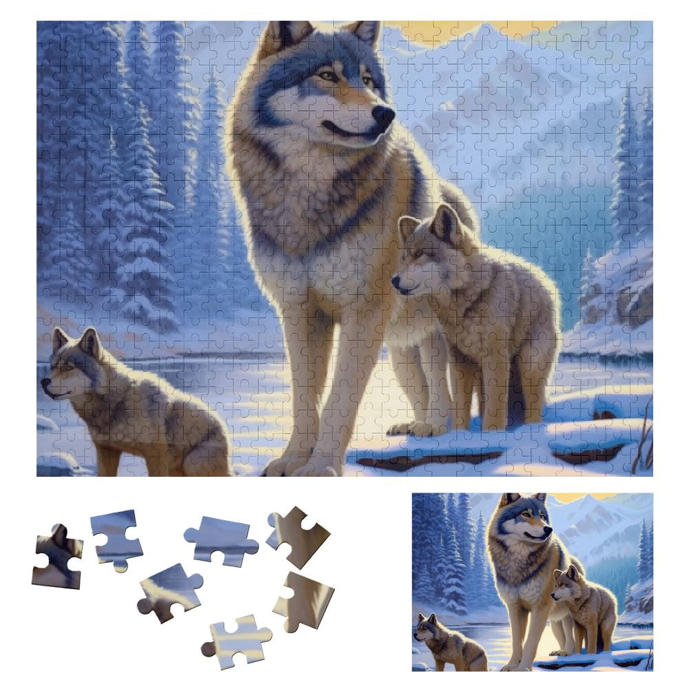 Feiri Wolf and Cubs Wooden Jigsaw Puzzle Challenging Difficult Wood ...