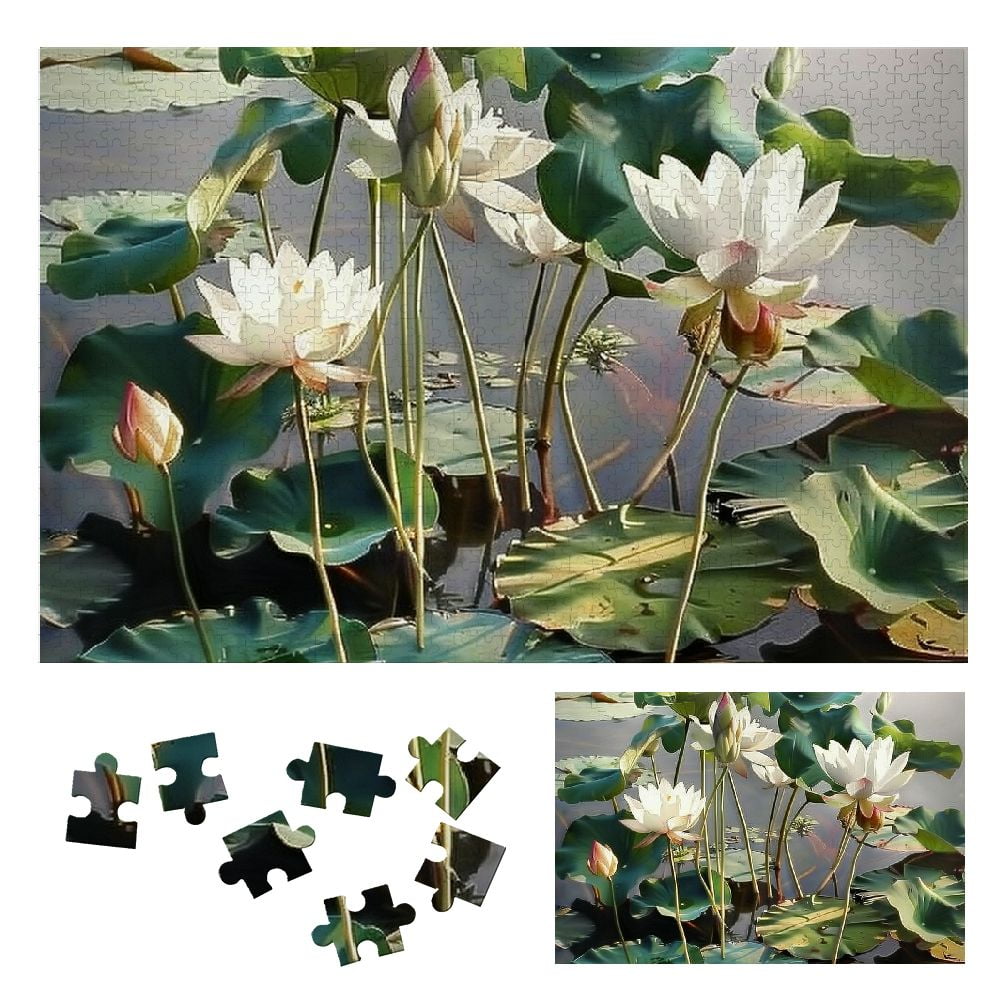 Feiri Wooden Jigsaw Puzzle, Flowers Water Lilies Model, Impossible ...