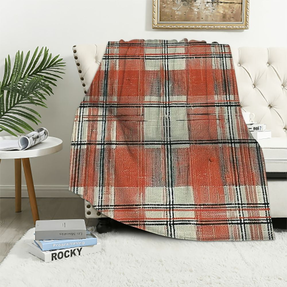 Feiri Woven Recycled Cotton Blend Plaid Pattern and Braided Fringe ...