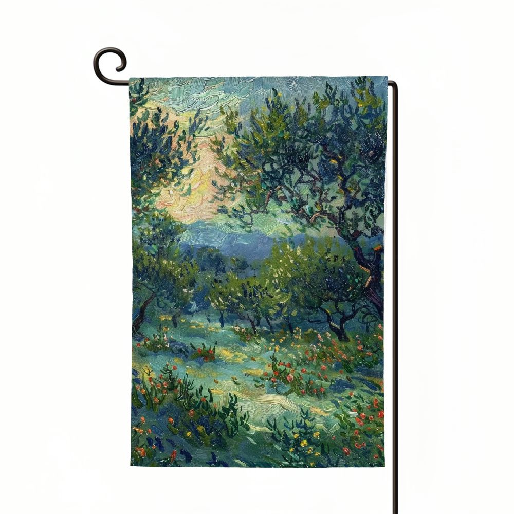 Feiri trees flowers sky 12*18 Garden Flag Burlap Double Sided Vertical ...