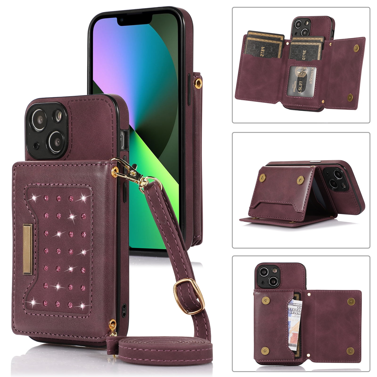 Feishell Crossbody Wallet Women Case for iPhone 13,[RFID Blocking ...