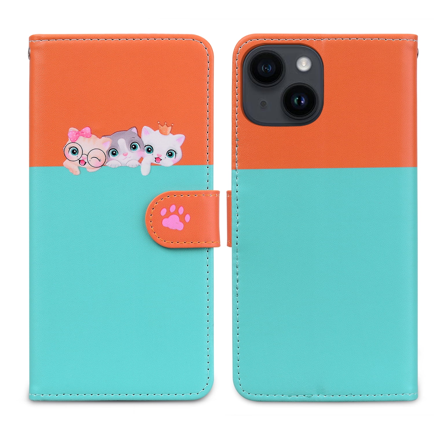 Feishell Cute Animal Pattern Wallet Phone Case for iPhone 15 Plus,Color ...