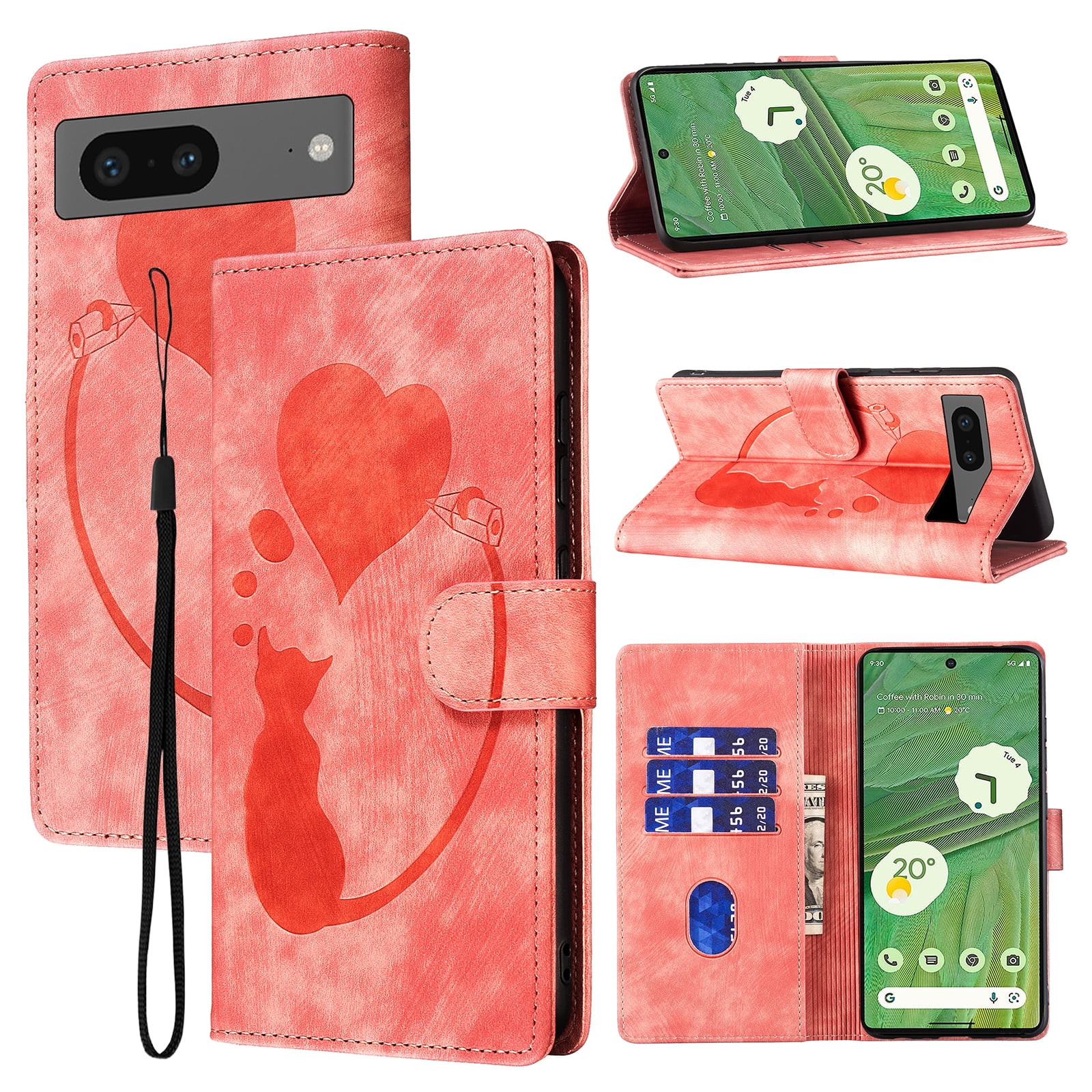 Feishell Cute Case for Google Pixel 7 Wallet,Magnetic Flip Case Credit ...