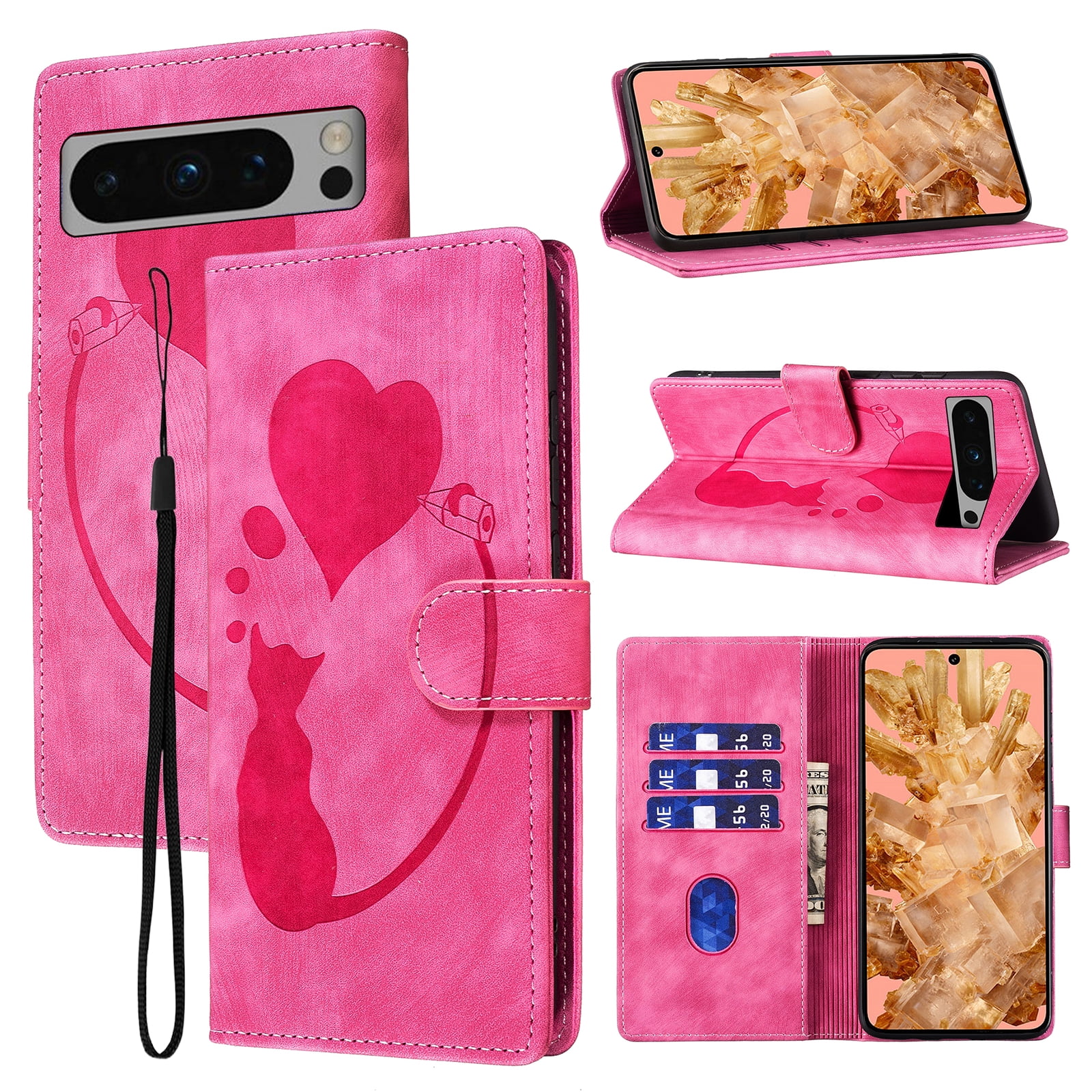 Feishell Cute Case for Google Pixel 8 Pro Wallet,Magnetic Flip Case ...